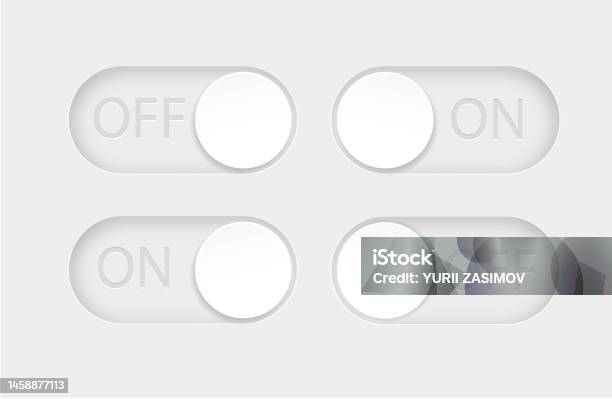 On And Off Toggle Switch Buttons Material Design Switch Buttons Set Vector Stock Illustration