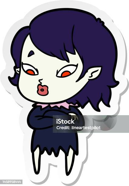 Autocollant Dune Jolie Fille Vampire De Dessin Animé Vecteurs Libres De