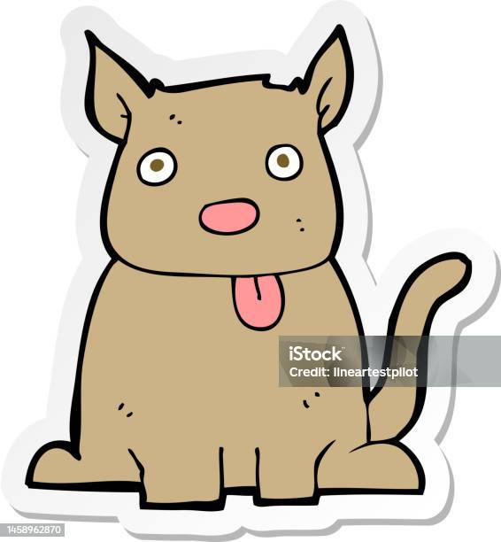 Autocollant Dun Chien De Dessin Animé Sortant La Langue Vecteurs Libres