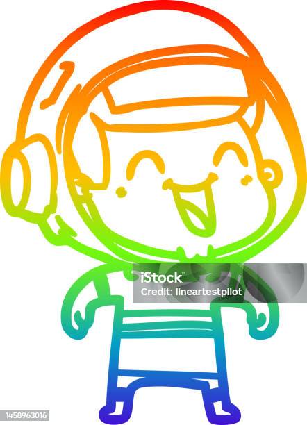 Dessin Au Trait Dégradé Arcenciel Dun Astronaute De Dessin Animé