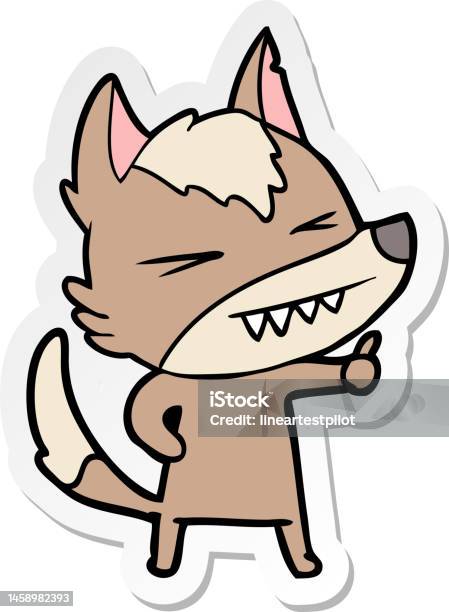 Sticker Of A Angry Wolf Cartoon Stok Vektör Sanatı And Animasyon Karakter