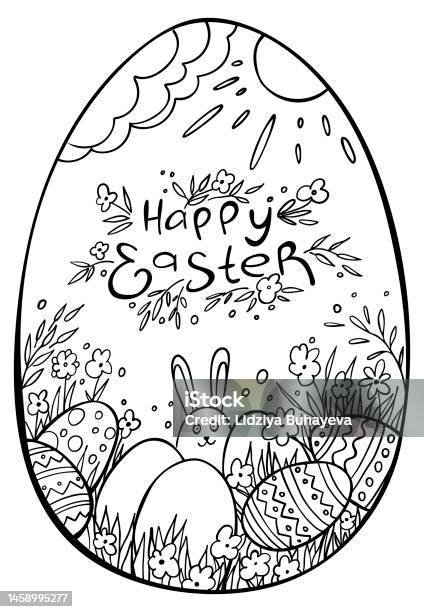 Telur Paskah Yang Digambar Tangan Dengan Elemetn Paskah Doodle Di