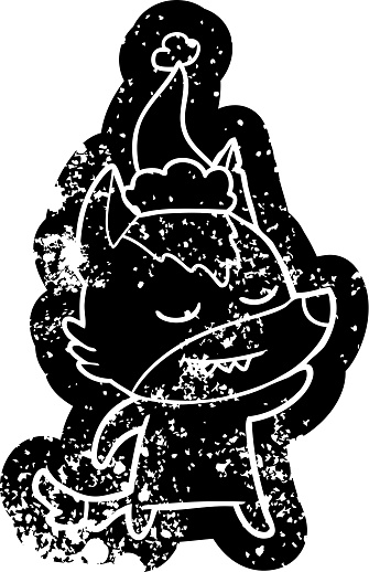 Dessin Animé Original Amical Icône En Détresse Dun Loup Portant Un