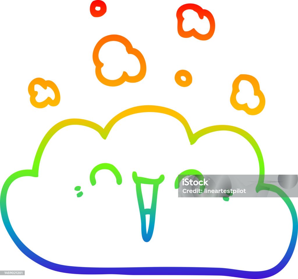 Dessin Au Trait Dégradé Arcenciel Dun Nuage De Fumée De Dessin Animé