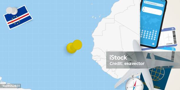 Voyage Au Capvert Concept Carte Avec Épingle Sur La Carte Du Capvert