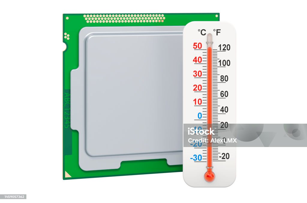 Cpu With Thermometer Computer Processor Unit Overheating Concept 3d