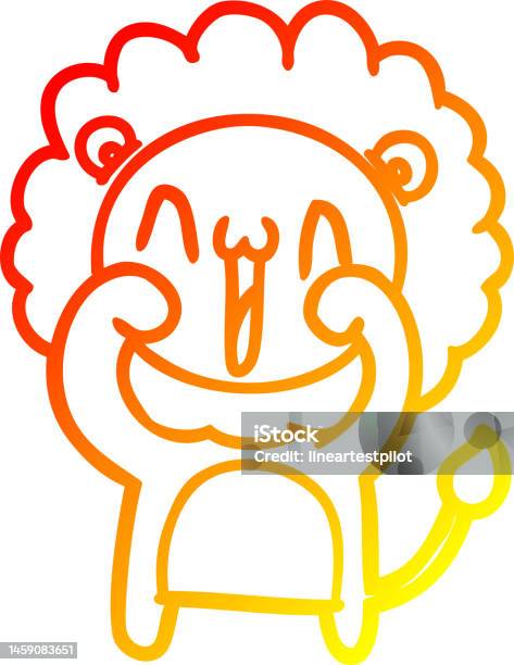 Dessin Au Trait Dégradé Chaud Dun Lion De Dessin Animé Heureux Vecteurs
