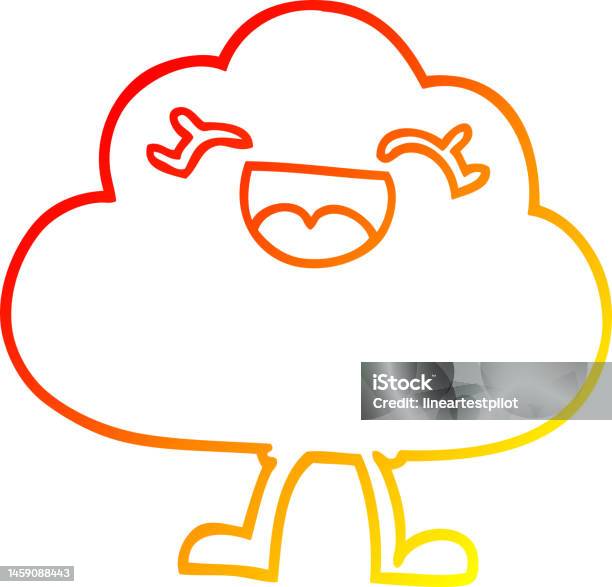 Dessin Au Trait Dégradé Chaud Dun Nuage Gris Heureux De Dessin Animé
