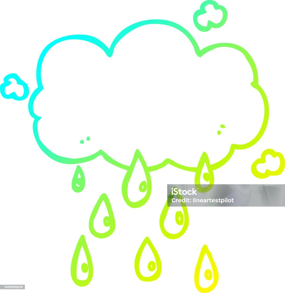 Dessin Au Trait Dégradé Froid Dun Nuage De Dessin Animé Qui Pleut