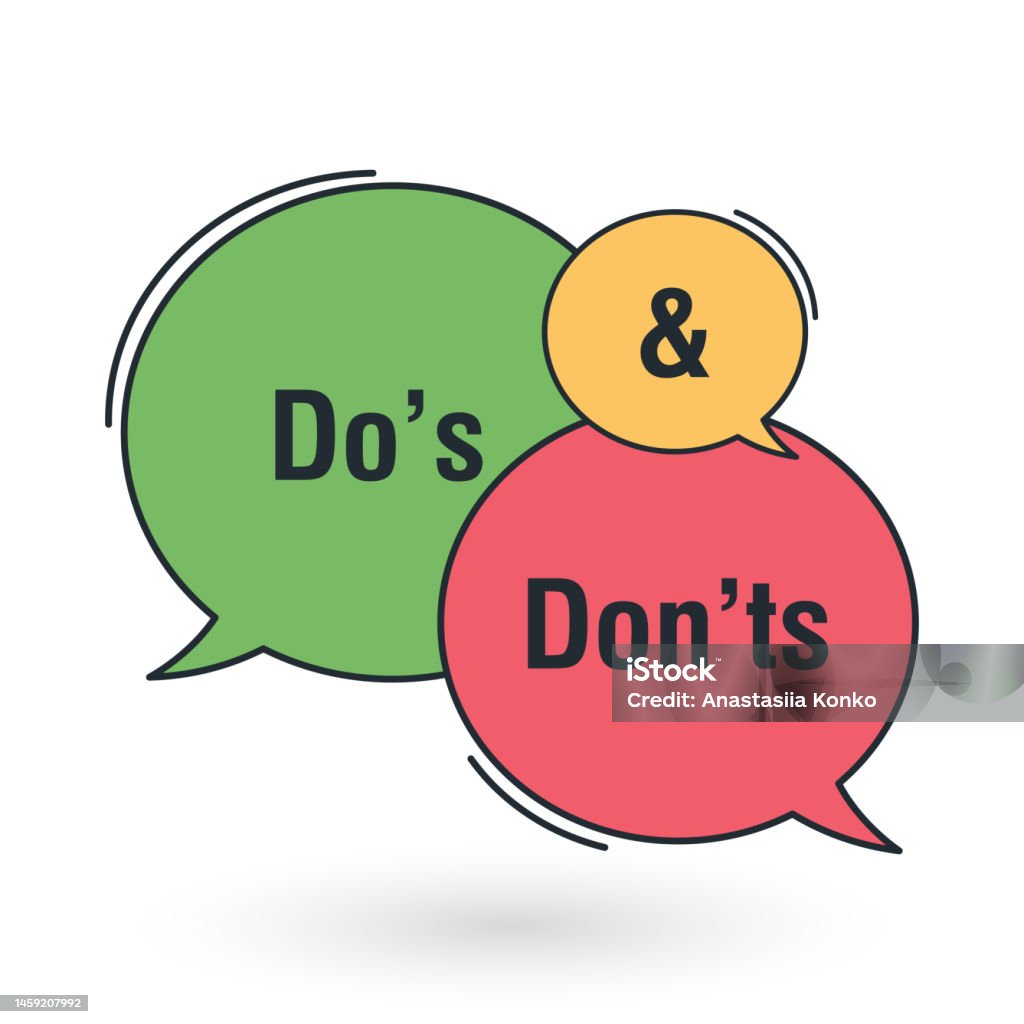 Dos And Donts Speech Bubble Positive And Negative Symbols Dos And Donts