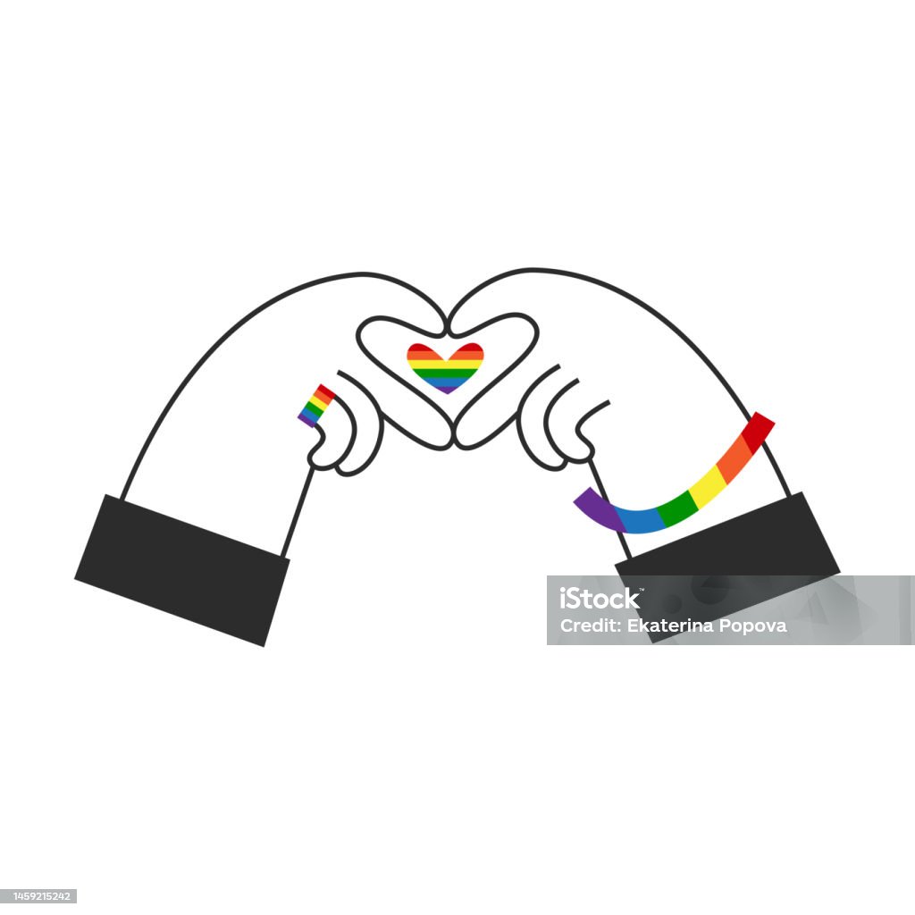 Hände Machen Regenbogenherzform Schwules Lgbtflaggensymbol Happy Pride