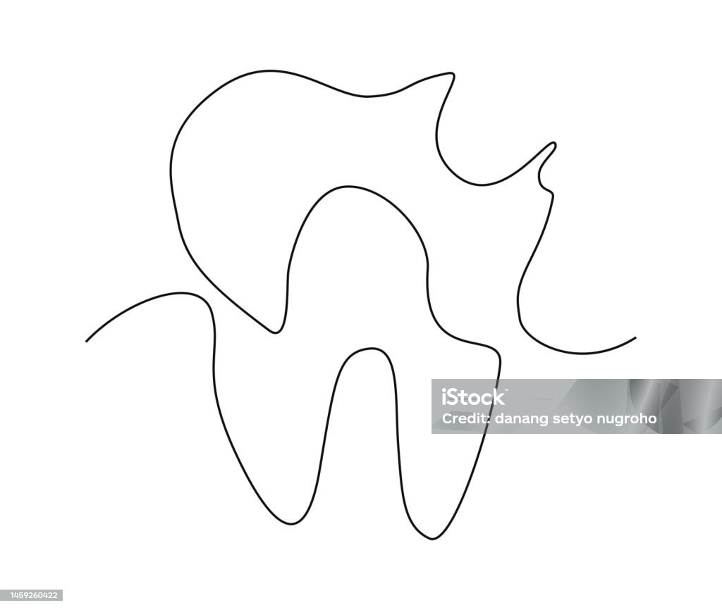 Dessin Continu Dune Ligne De Dent Cassée Simple Dental Tooth Line Art