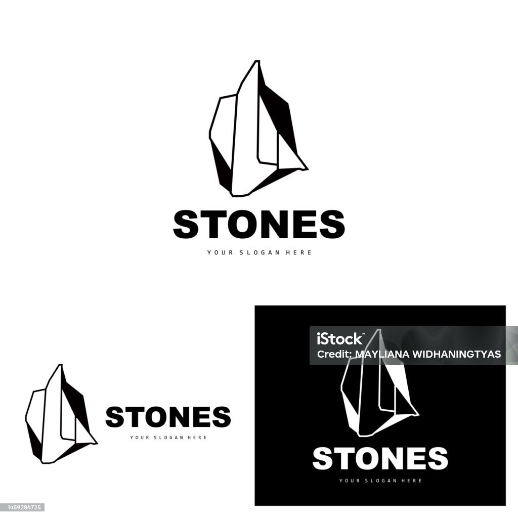 Batu Vector Stone Modern Dengan Gaya Garis Geometri Desain Untuk