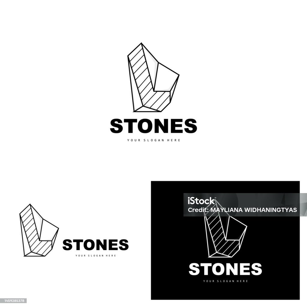 Batu Vector Stone Modern Dengan Gaya Garis Geometri Desain Untuk