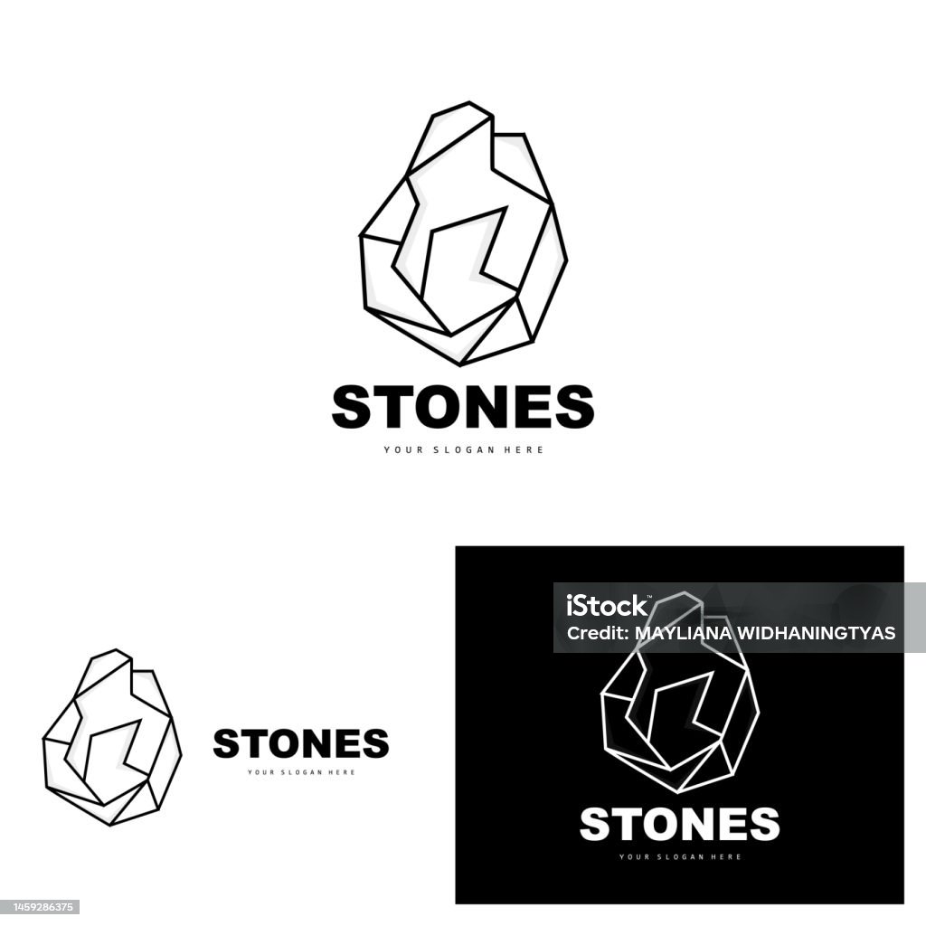 Batu Vector Stone Modern Dengan Gaya Garis Geometri Desain Untuk