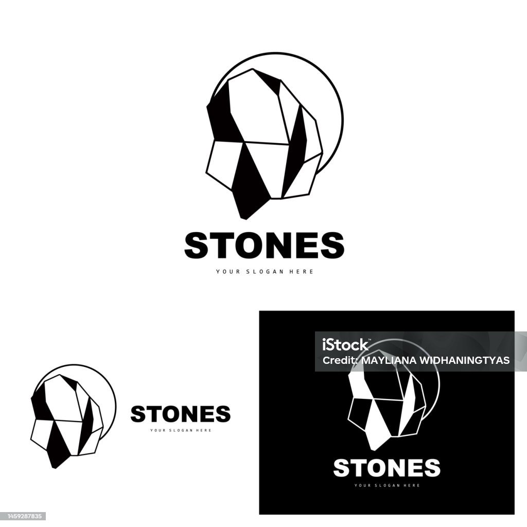 Batu Vector Stone Modern Dengan Gaya Garis Geometri Desain Untuk