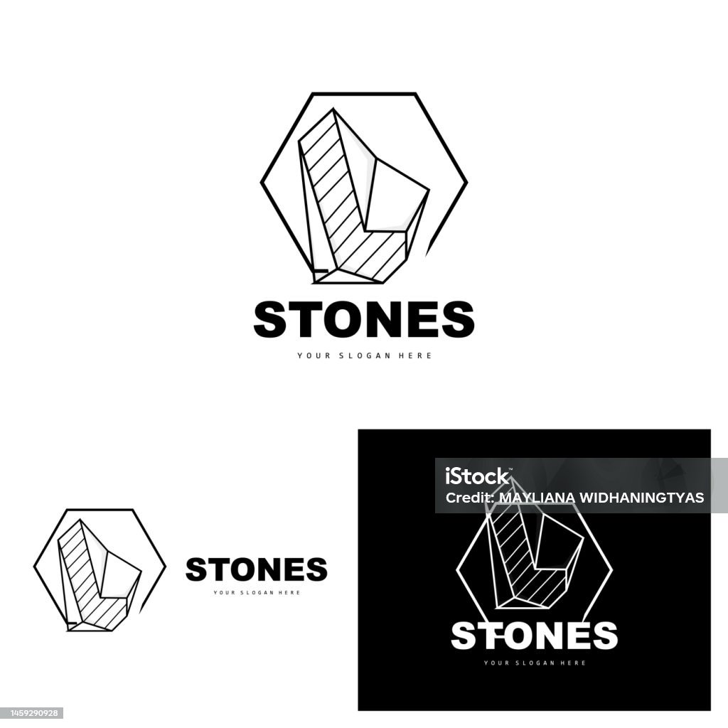 Batu Vector Stone Modern Dengan Gaya Garis Geometri Desain Untuk