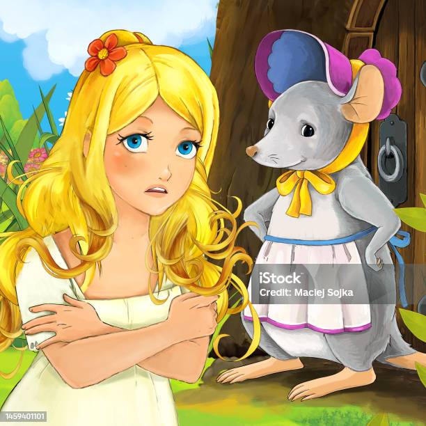 Dessin Animé Princesse Et Souris Dans Lillustration De La Nature