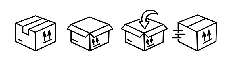 Ilustración De Conjunto De Iconos De Caja Paquete De Entrega Caja De