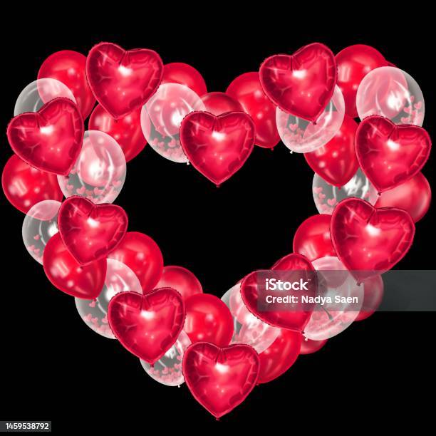 Ilustración de Corazón De Borde Hecho De Globos Rojos Y Blancos De Aire ... Ilustración de Corazón De Borde Hecho De Globos Rojos Y Blancos De Aire ...