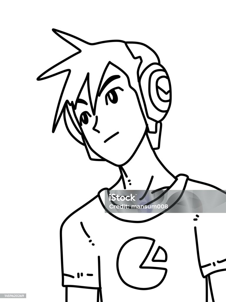 Noir Et Blanc De Dessin Animé Dhomme Mignon Pour Le Coloriage Vecteurs