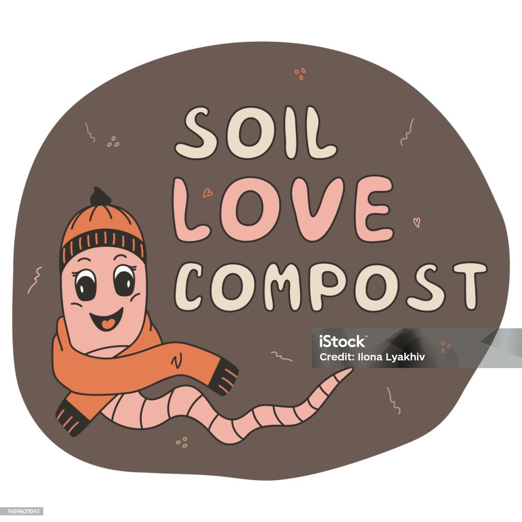 Hand Drawn Worm And Lettering About Composting And Vermicomposting