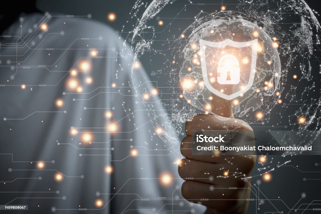 Cyber Security Concept Login And Biometric Authentication By Fingerprint Scanning Identification