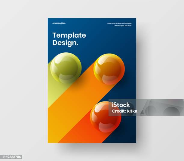Konsep Kartu Pos Bola Realistis Geometris Template Vektor Desain