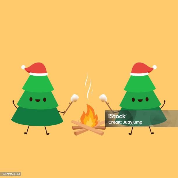 Desain Kartu Ucapan Tahun Baru Dengan Pohon Natal Bergaya Ilustrasi