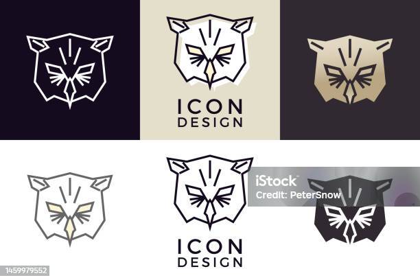 Ilustrasi Kepala Burung Hantu Geometris Bergaya Desain Suku Ikon Vektor