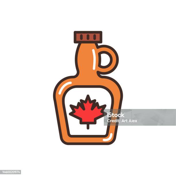 Bottle Of Maple Syrup Icon High Quality Coloured Vector Illustration