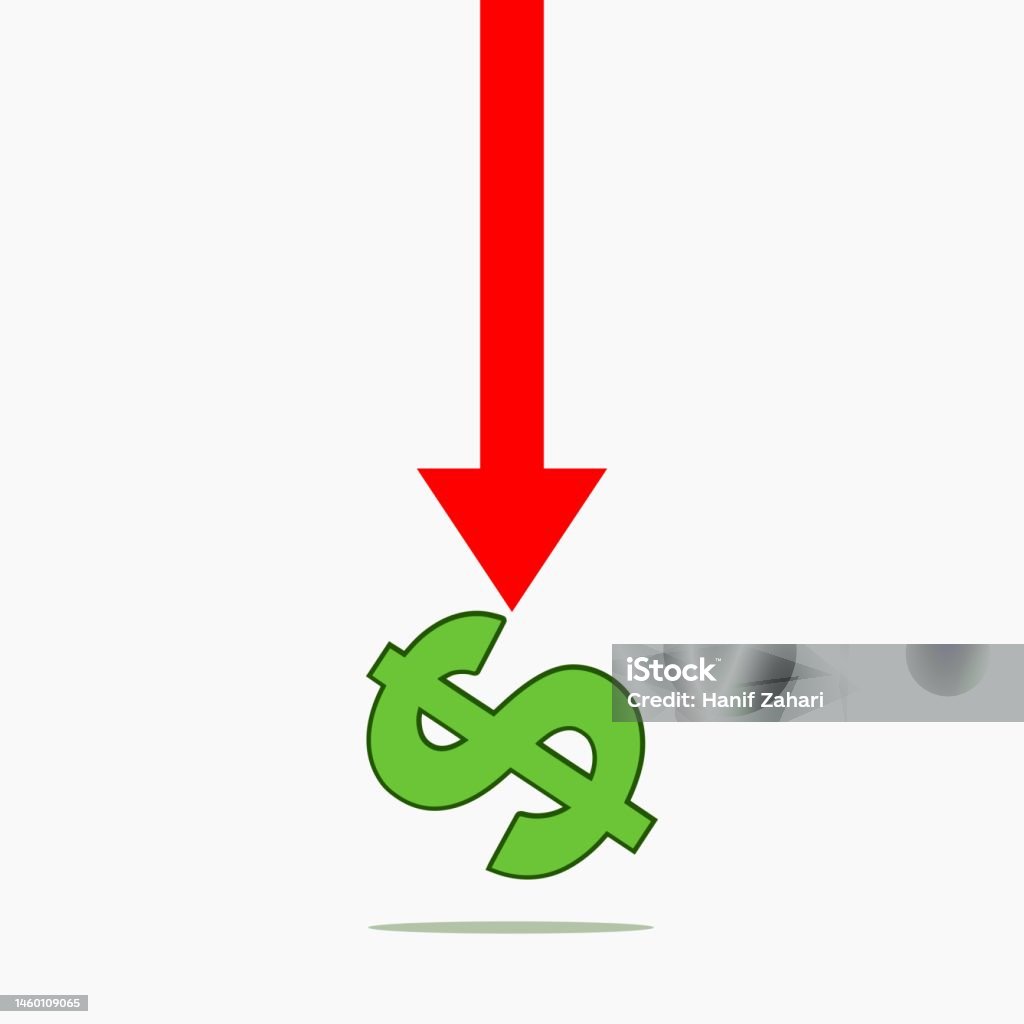 Vetores De Símbolo De Colisão Do Dólar Com Seta Vermelha No Fundo