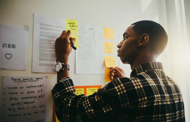 Free Stock Photo of Young man writing plan and schedule on whiteboard ...