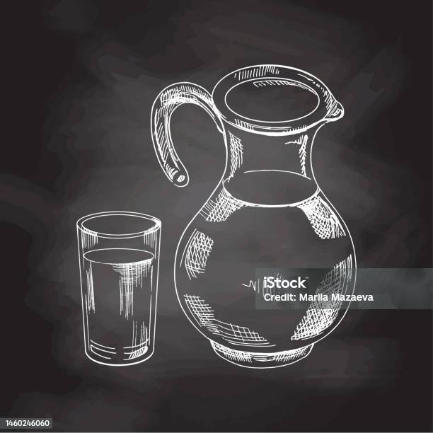 Une Illustration Dessinée À La Main Dun Jus Dune Cruche Deau Ou De Lait