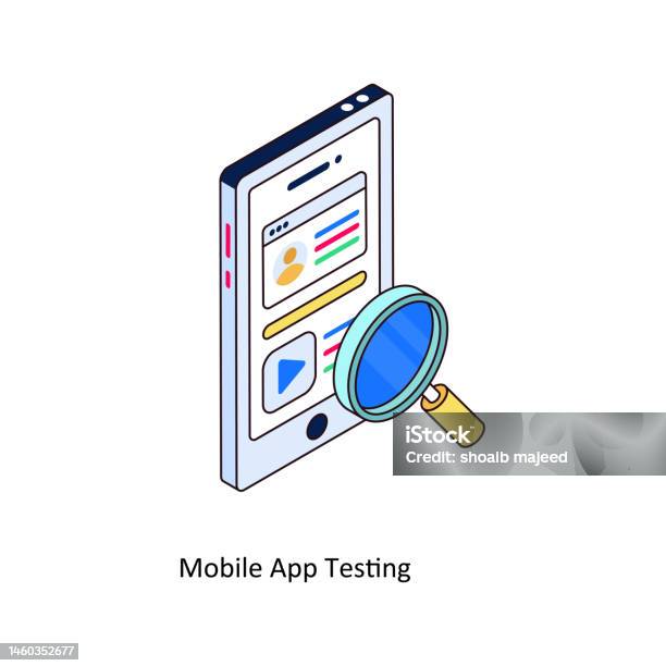 Mobile App Testing Vector Isometric Filled Outline Icon For Your