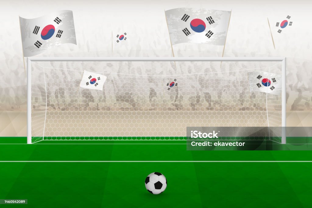 Penggemar Tim Sepak Bola Korea Selatan Dengan Bendera Korea Selatan ... Penggemar Tim Sepak Bola Korea Selatan Dengan Bendera Korea Selatan ...