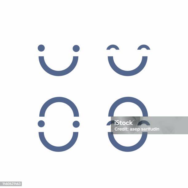 Ensemble De Logo Démoticône De Sourire Et Icône Vectorielle Vecteurs