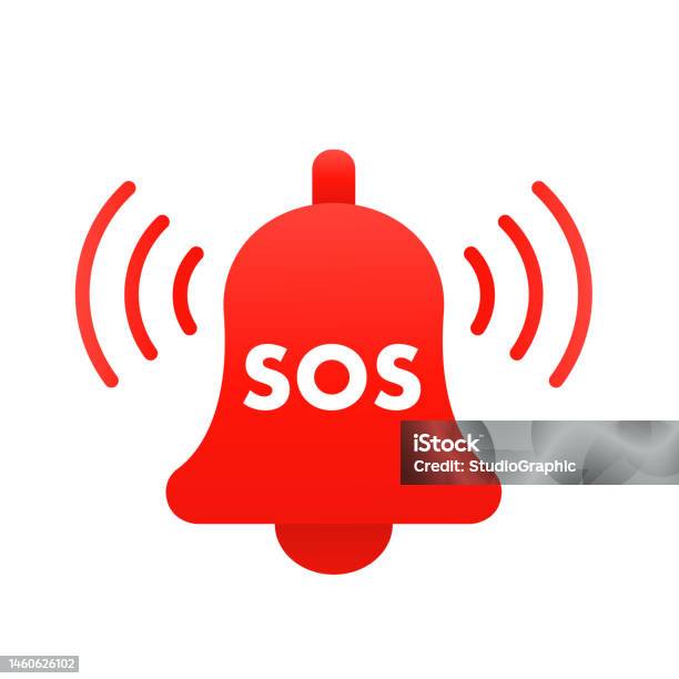 Icône Sos De La Sonnette Dalarme Isolée Sur Fond Blanc Appel