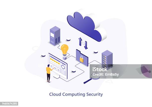 Platform Perlindungan Data Server Cloud Dalam Ilustrasi Isometrik
