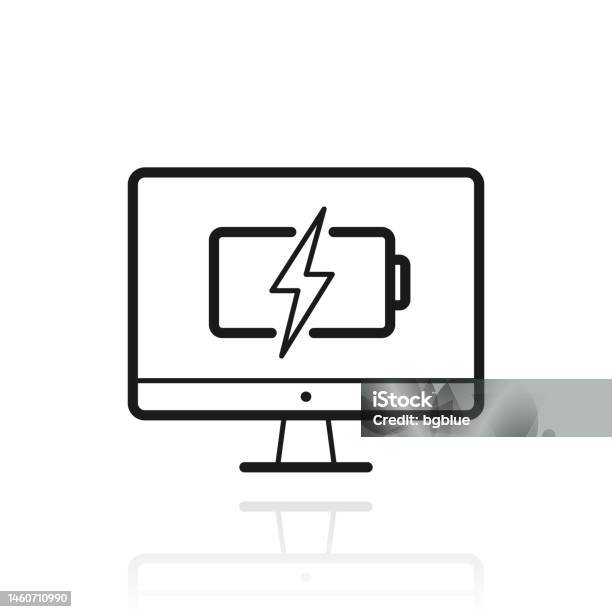 Ordinateur De Bureau Avec Symbole De Charge De Batterie Icône Avec
