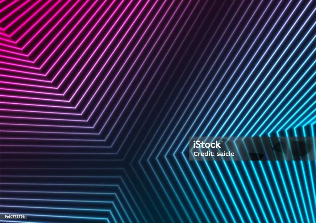 Garis Lengkung Neon Ungu Biru Abstrak Latar Belakang Geometris