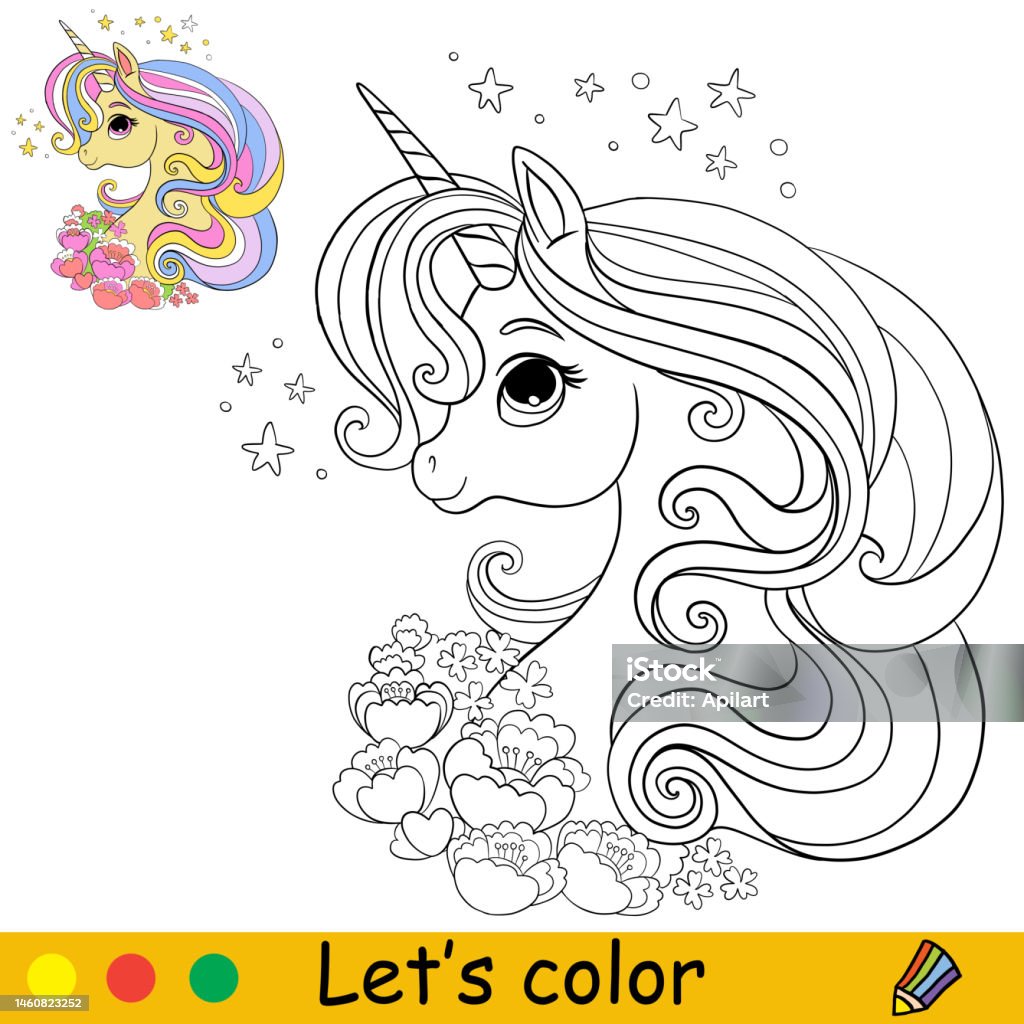 Vetores De Crianças Colorindo Desenhos Animados Unicórnio Personagem