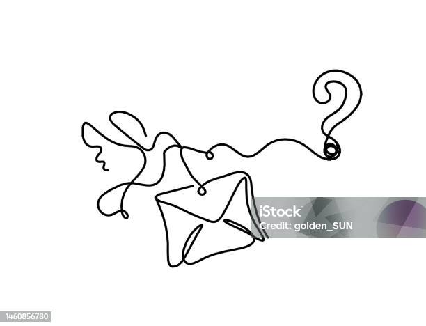 Enveloppe En Papier Abstrait Avec Oiseau Et Point Dinterrogation Comme