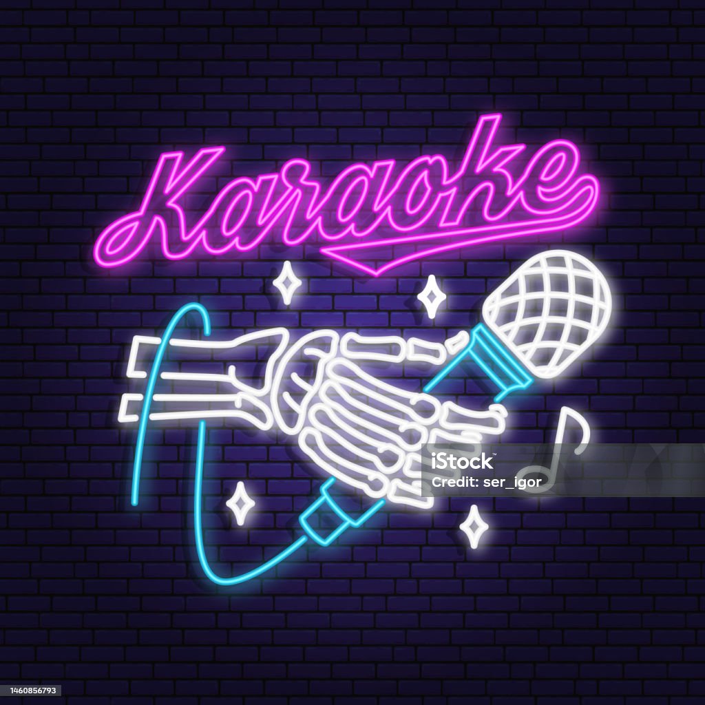 Karaoke Neon Poster Banner Neon Sign Emblem Bright Signboard Light