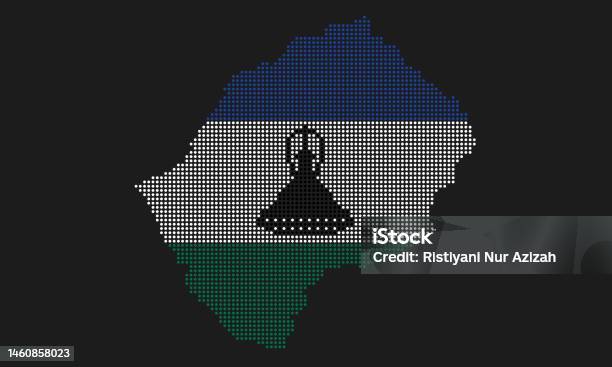 Lesotho Dotted Map Flag With Grunge Texture In Mosaic Dot Style Stock