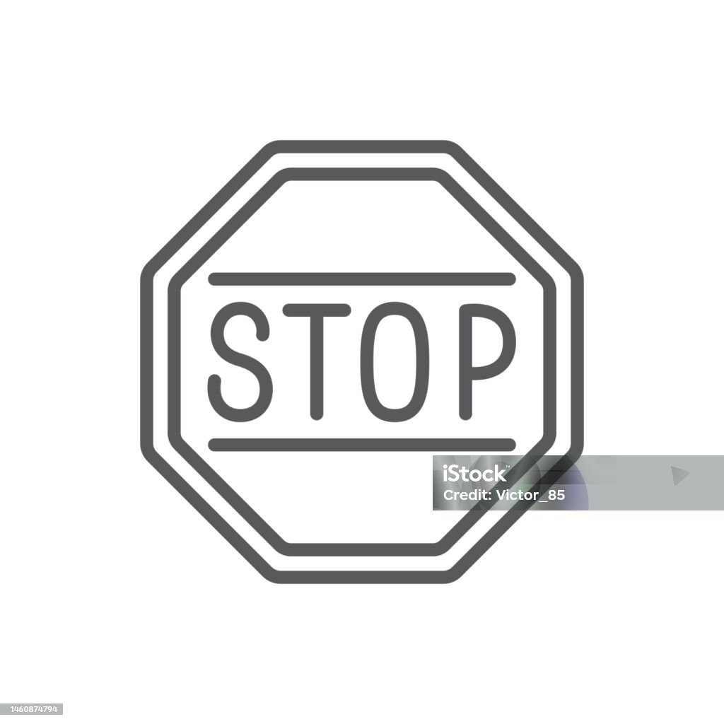 Stop Sign Line Icon Minimalist Icon Isolated On White Background Stop ... Stop Sign Line Icon Minimalist Icon Isolated On White Background Stop ...