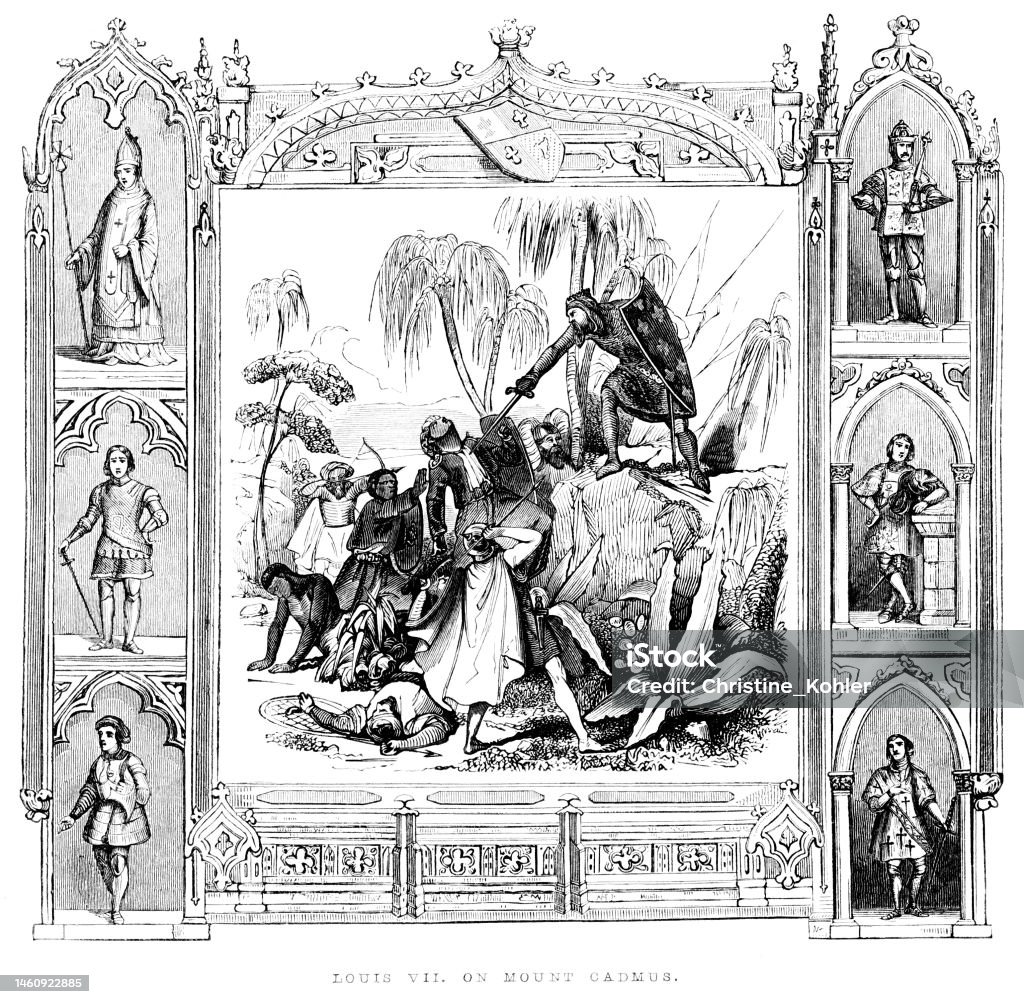 Louis Vii Defeated By Turks In Crusades Medieval History Stock Illustration Download Image Now