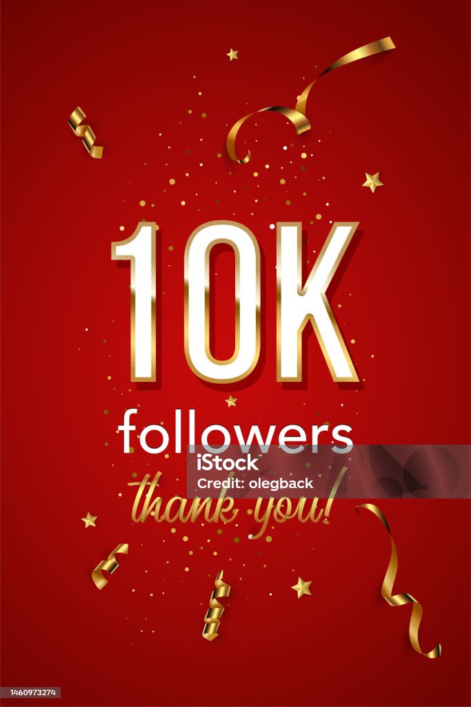 10000 Followers Celebration Vertical Vector Banner Social Media