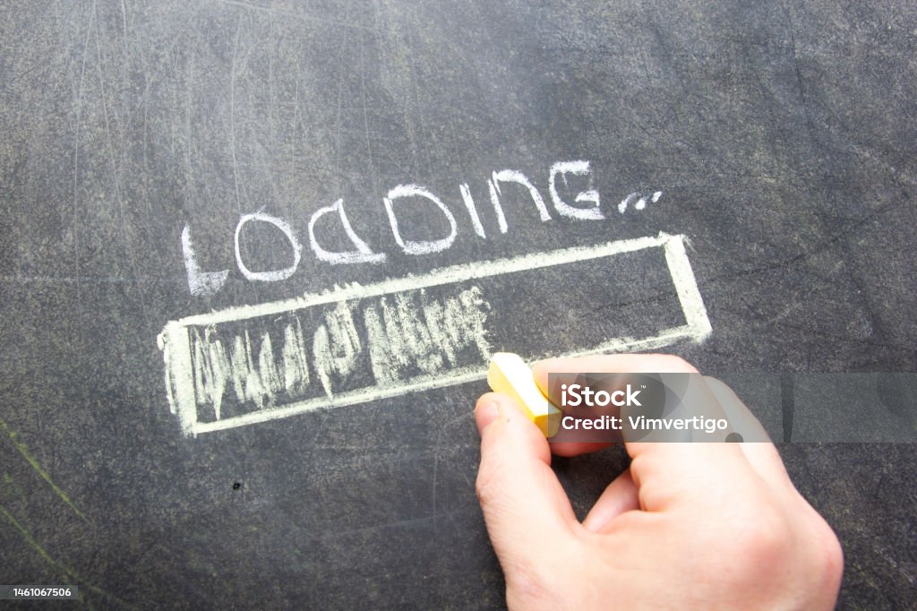 Design Of Progress Bar On Blackboard Loading Stock Photo - Download ... Design Of Progress Bar On Blackboard Loading Stock Photo - Download ...