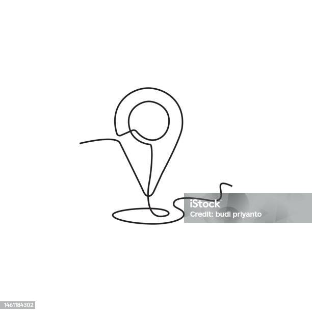 Dessin Au Trait Continu De La Vue De Lépingle Demplacement Vecteurs